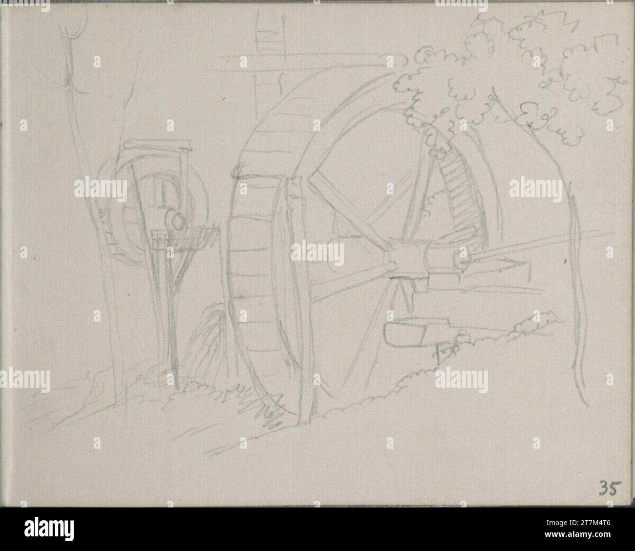 Blasius Höfel Sketch of a mill wheel. Pencil Sketchbook: 1820-1822 ...