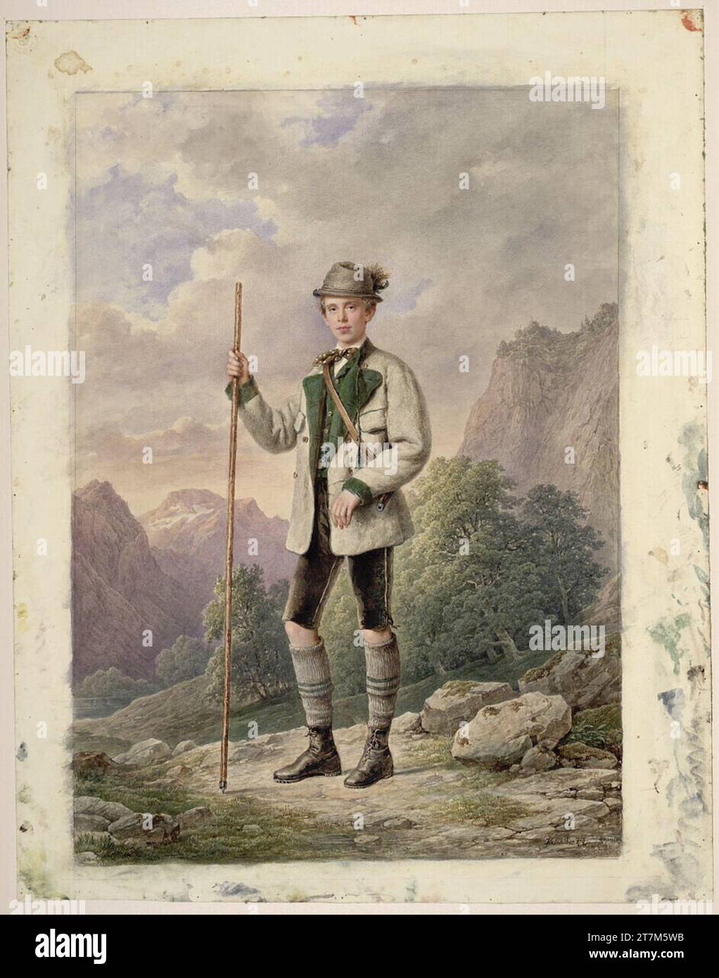 Josef Kriehuber Archduke Rudolf, later Crown Prince. Watercolor, white ...