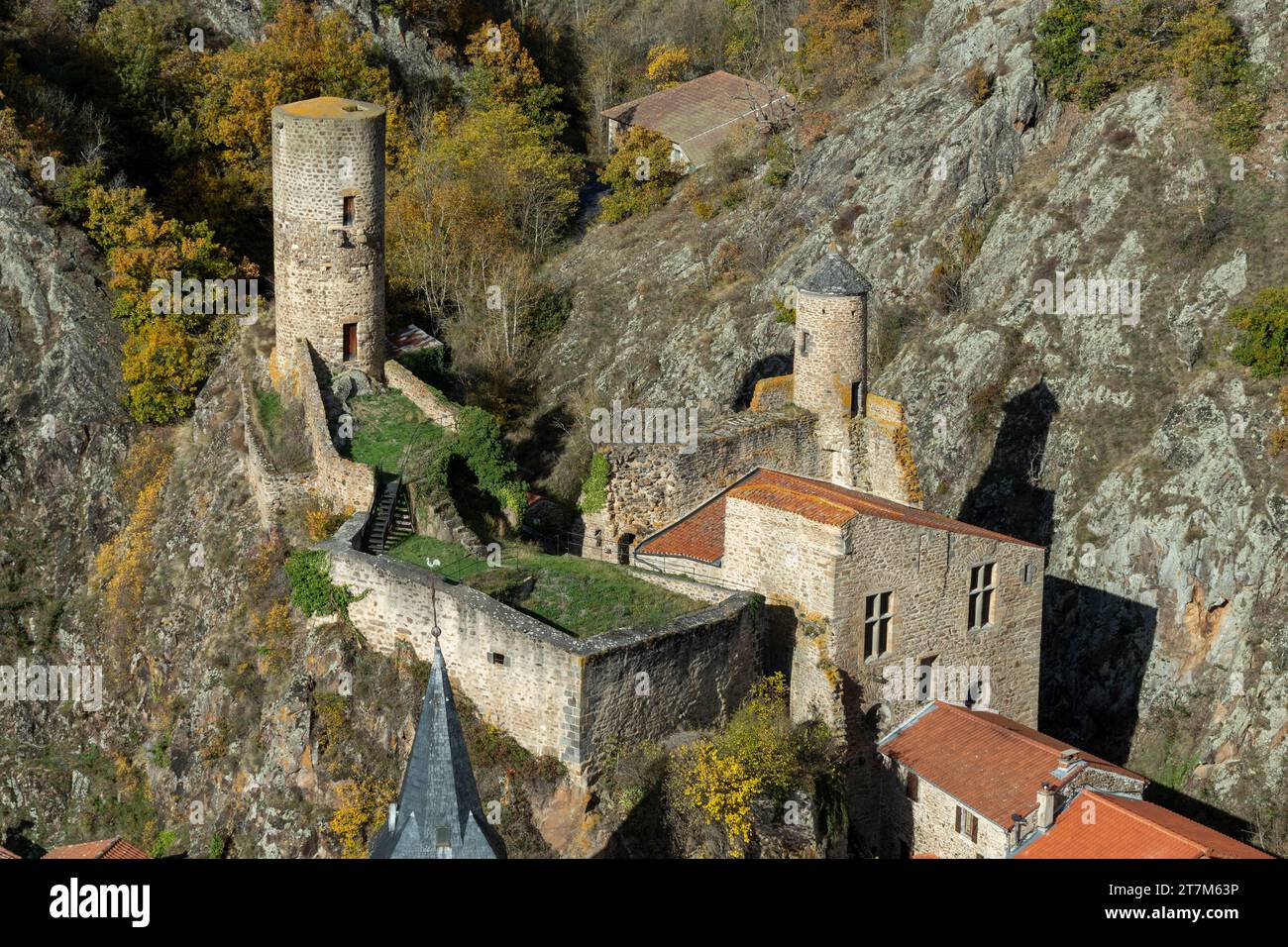 Castle of Saint Floret labeled small city of character (Petite Cité de Caractère), Puy de Dome ...
