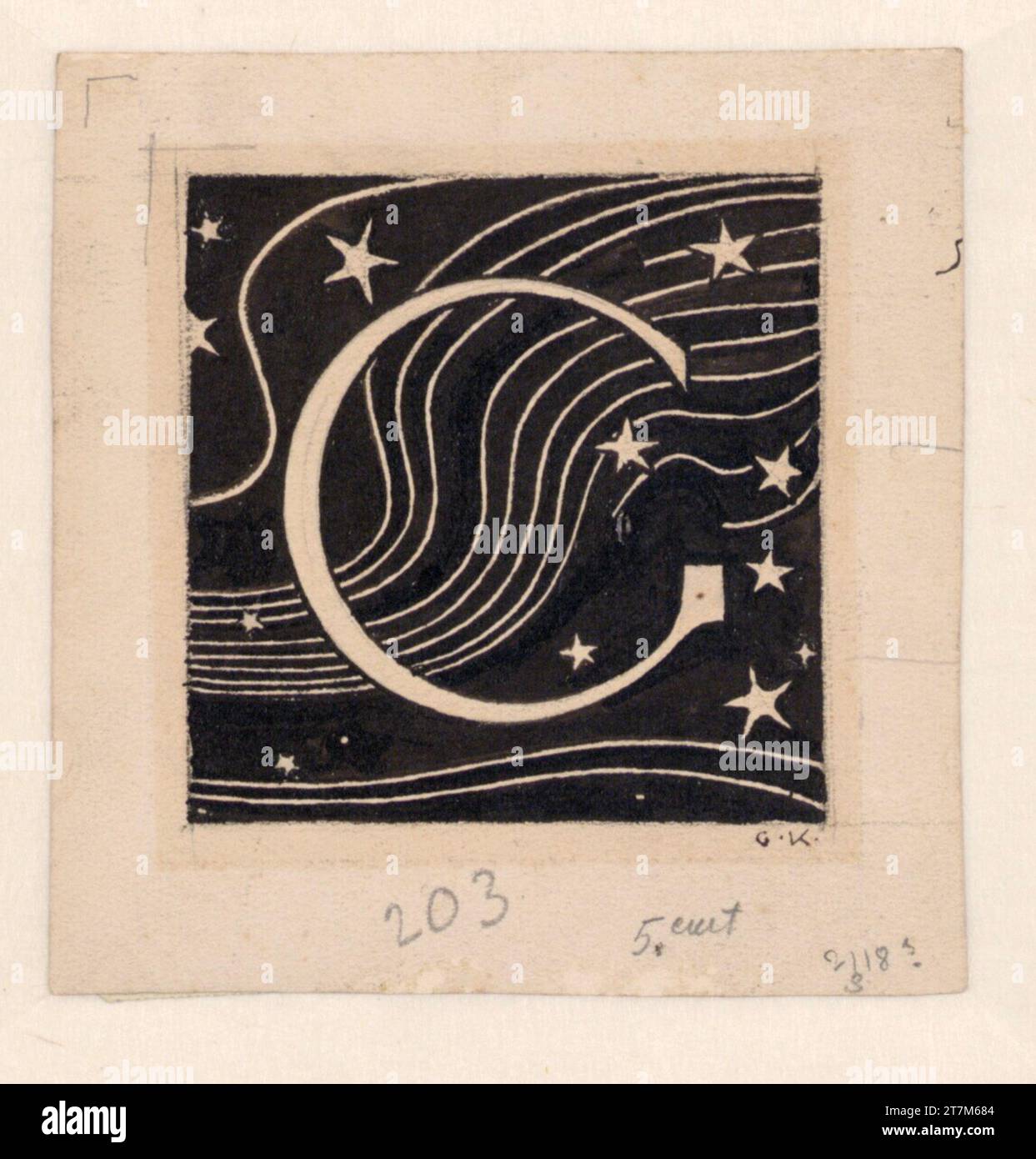 Gustav Klimt Pure drawing of the initial g (illustration for "ver ...