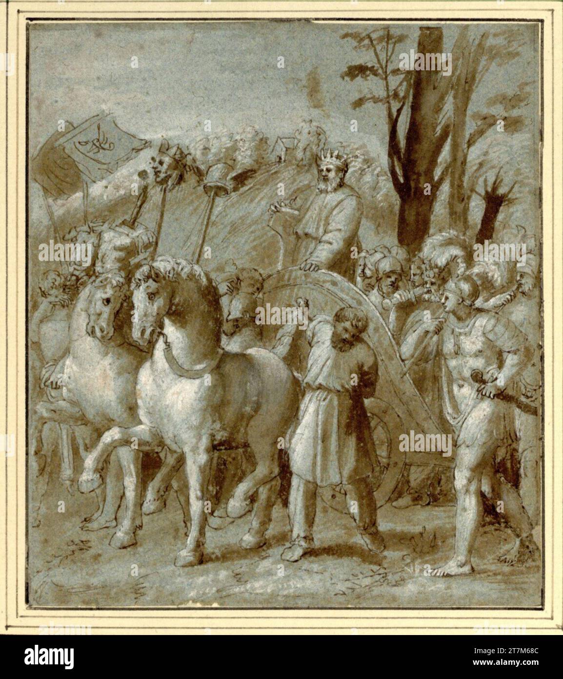 Anonym The triumph of David. Feather; laved; Curried with deck white ...