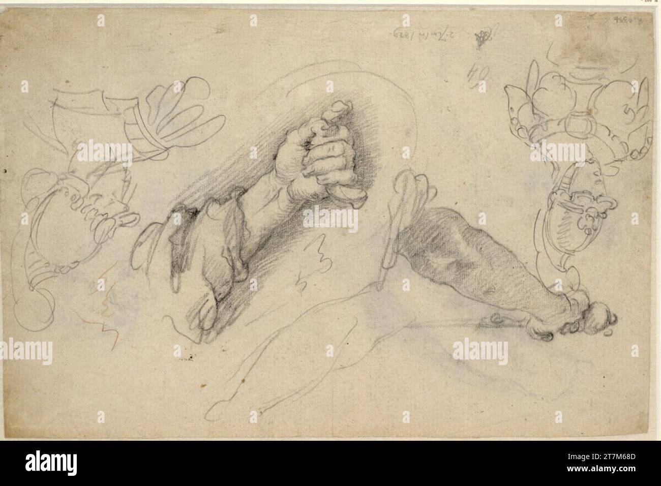 Bernardo Strozzi Study sheet. Fleeting sketches of two hard figures ...