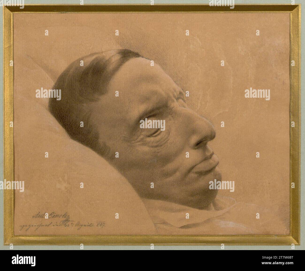 Anton Einsle Archduke Carl on the dead bed. Pencil, heighted white 1847 ...