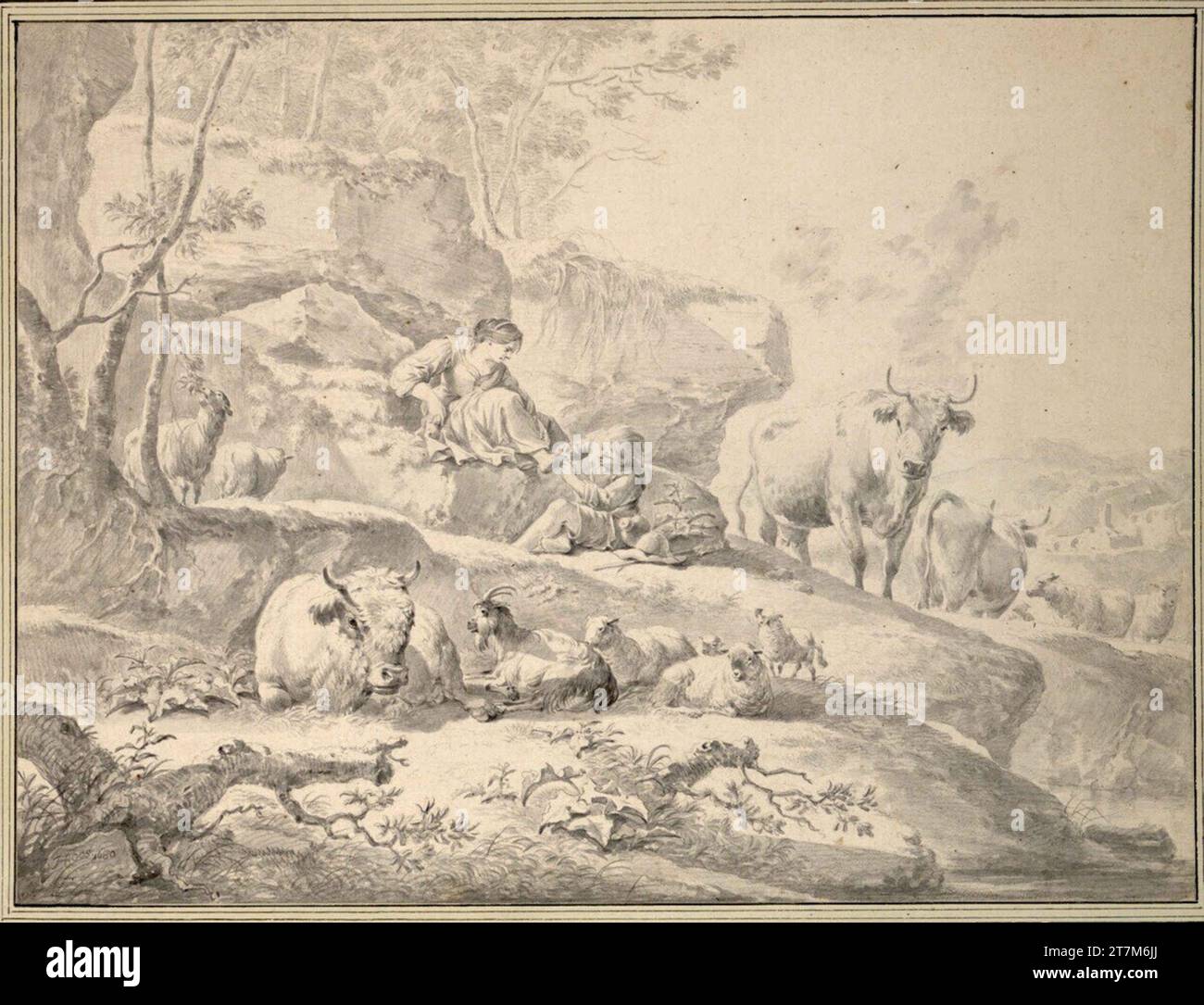 Johann Heinrich Roos Shepherd, pulling his shepherd a thorn out of foot ...