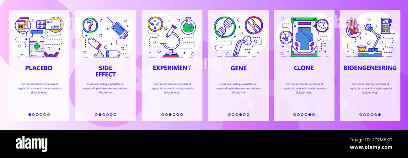 Mobile app onboarding screens. Bioengeneering and genetic science ...