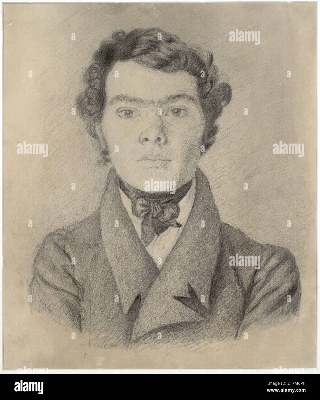 Michael Neder Portrait of the painter Thomas Ender. Black chalk Stock ...