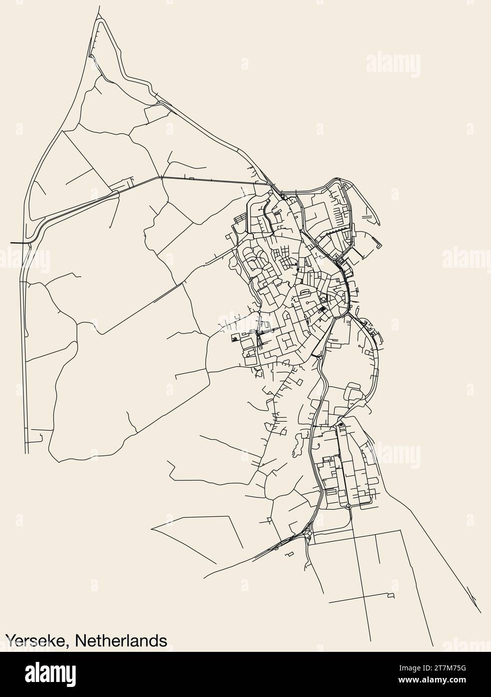 Street roads map of YERSEKE, NETHERLANDS Stock Vector Image & Art - Alamy