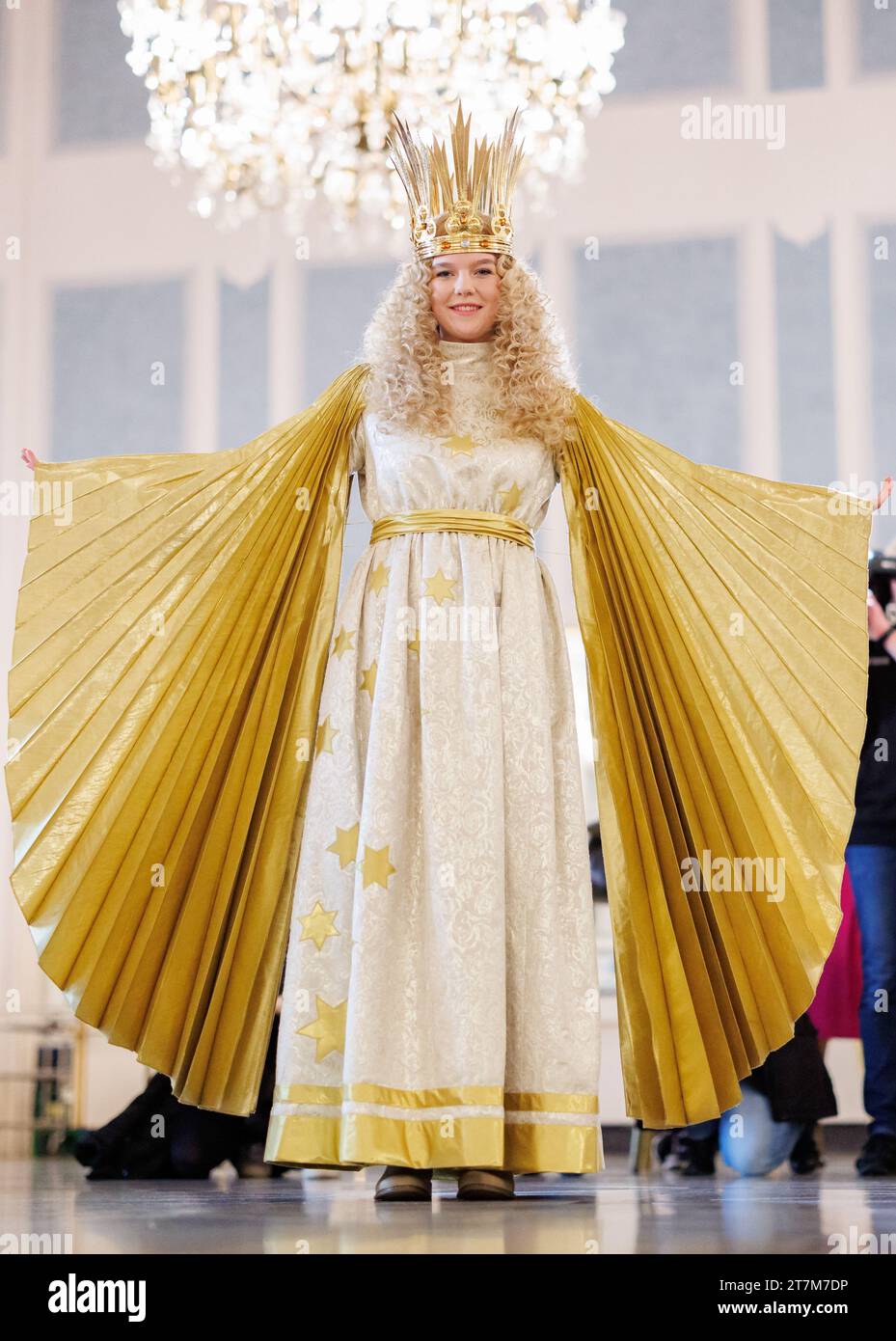 Nuremberg, Germany. 16th Nov, 2023. Nelli Lunkenheimer, the new Nuremberg Christkind, poses in ...