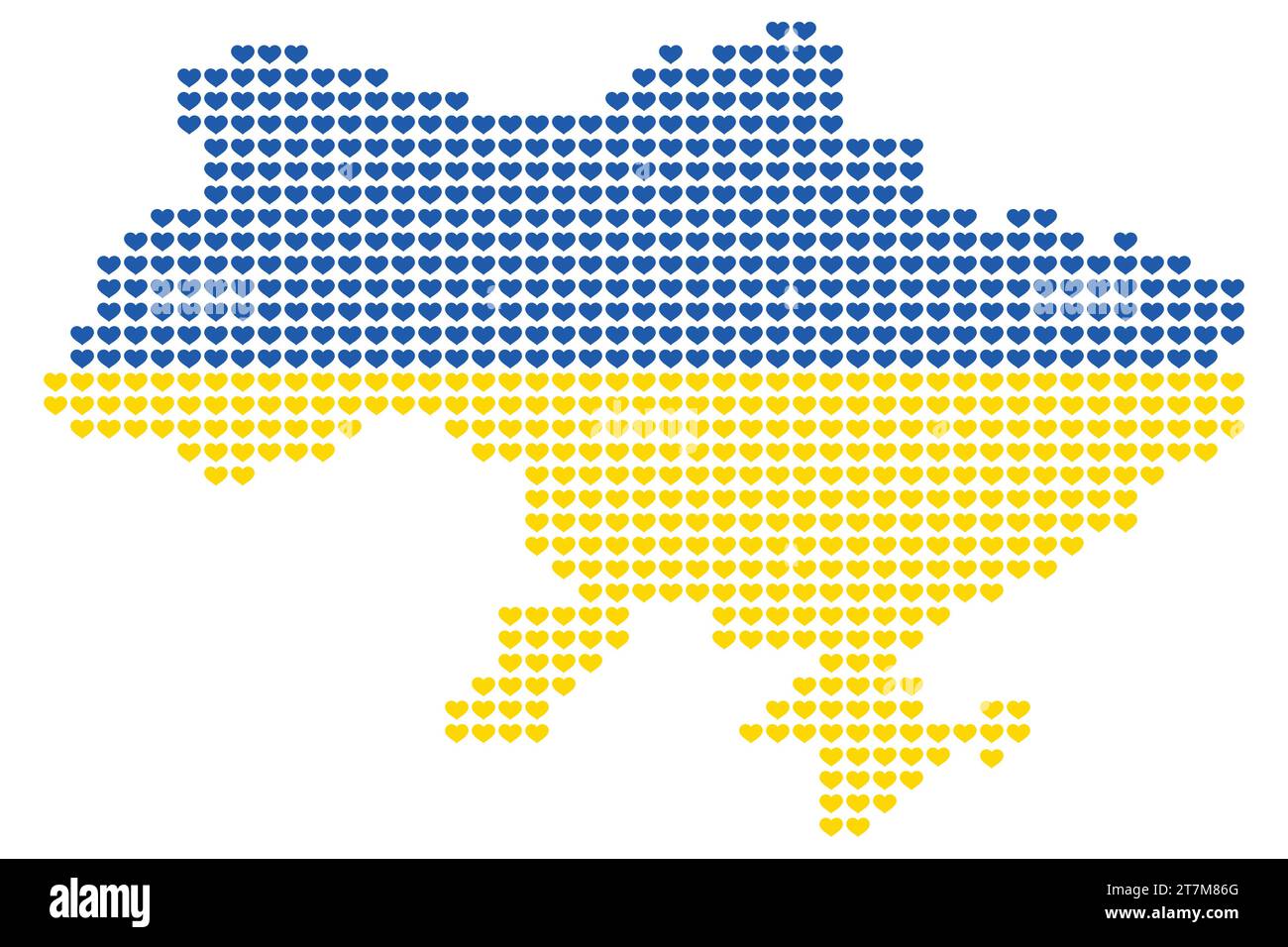 Vector illustration of Ukraine map outline with a heart in the colors ...