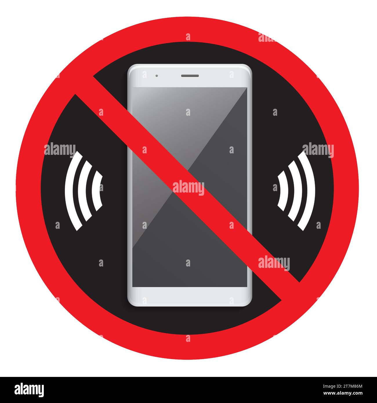 Telephone warning stop black sign icon. Phone turn off. Vector ...