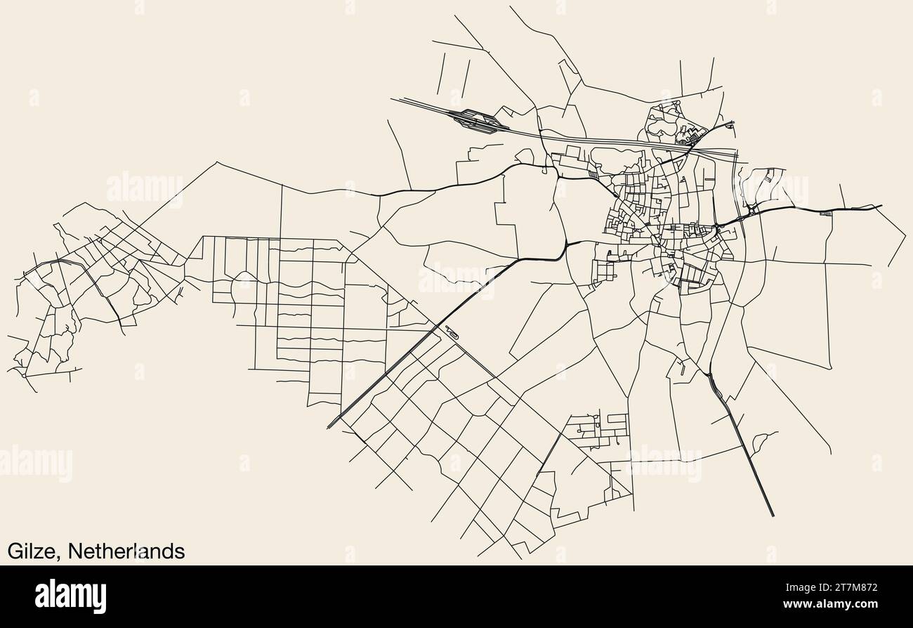 Street roads map of GILZE, NETHERLANDS Stock Vector Image & Art - Alamy