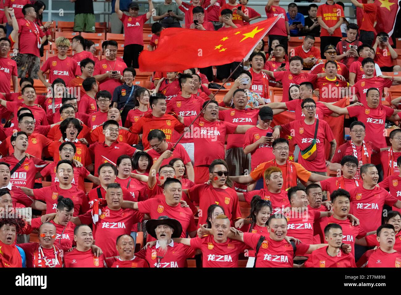 China supporter cheer during the World Cup Asia qualifying match ...