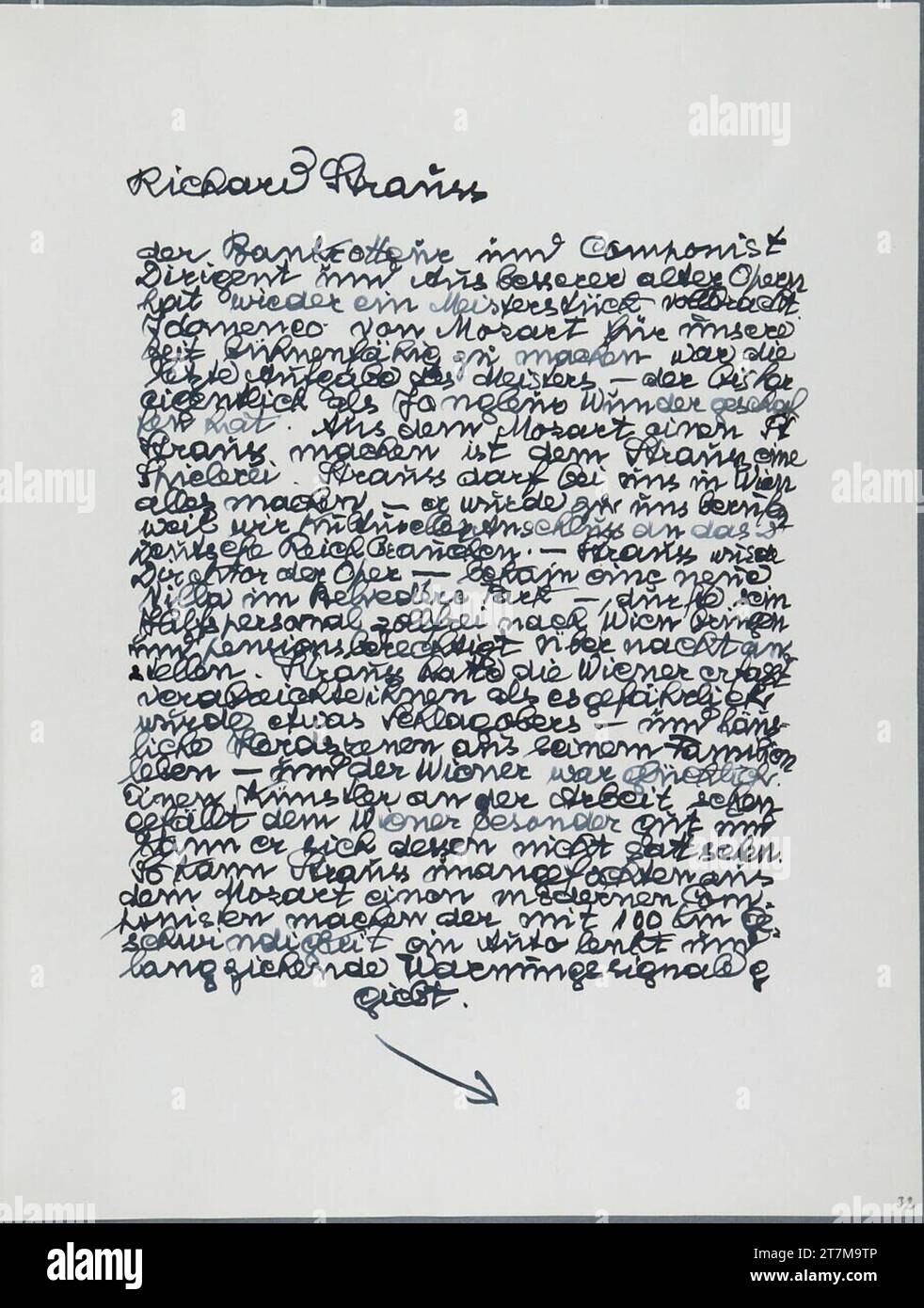 Anton Hanak Diary entry: Richard Strauss. Feder in black 1931 ...