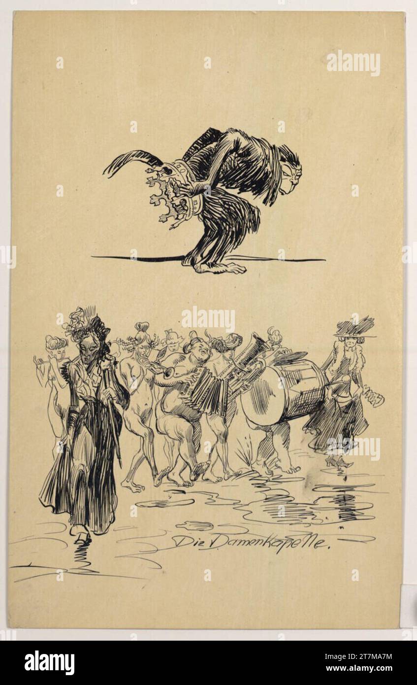 Heinrich Kley Two sketches: "The Lady's Chapel"; A monkey that tries to ...