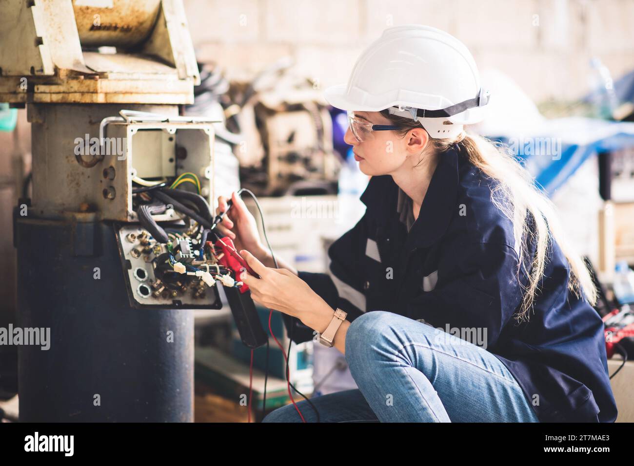 Electrical engineer checking Power Distribution Cabinet in the control ...