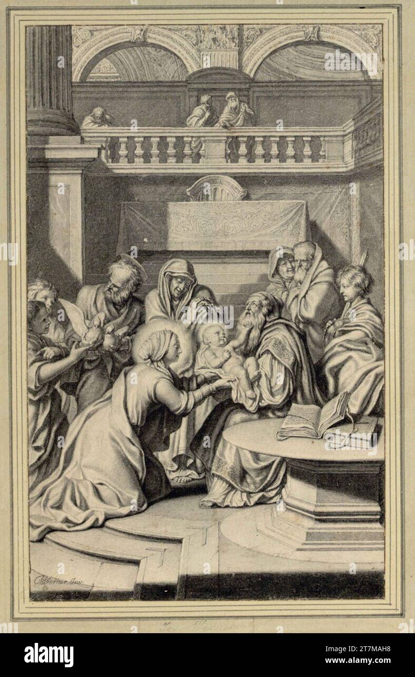 Joseph Werner Presentation of Christ in the temple. Brush calligrams ...
