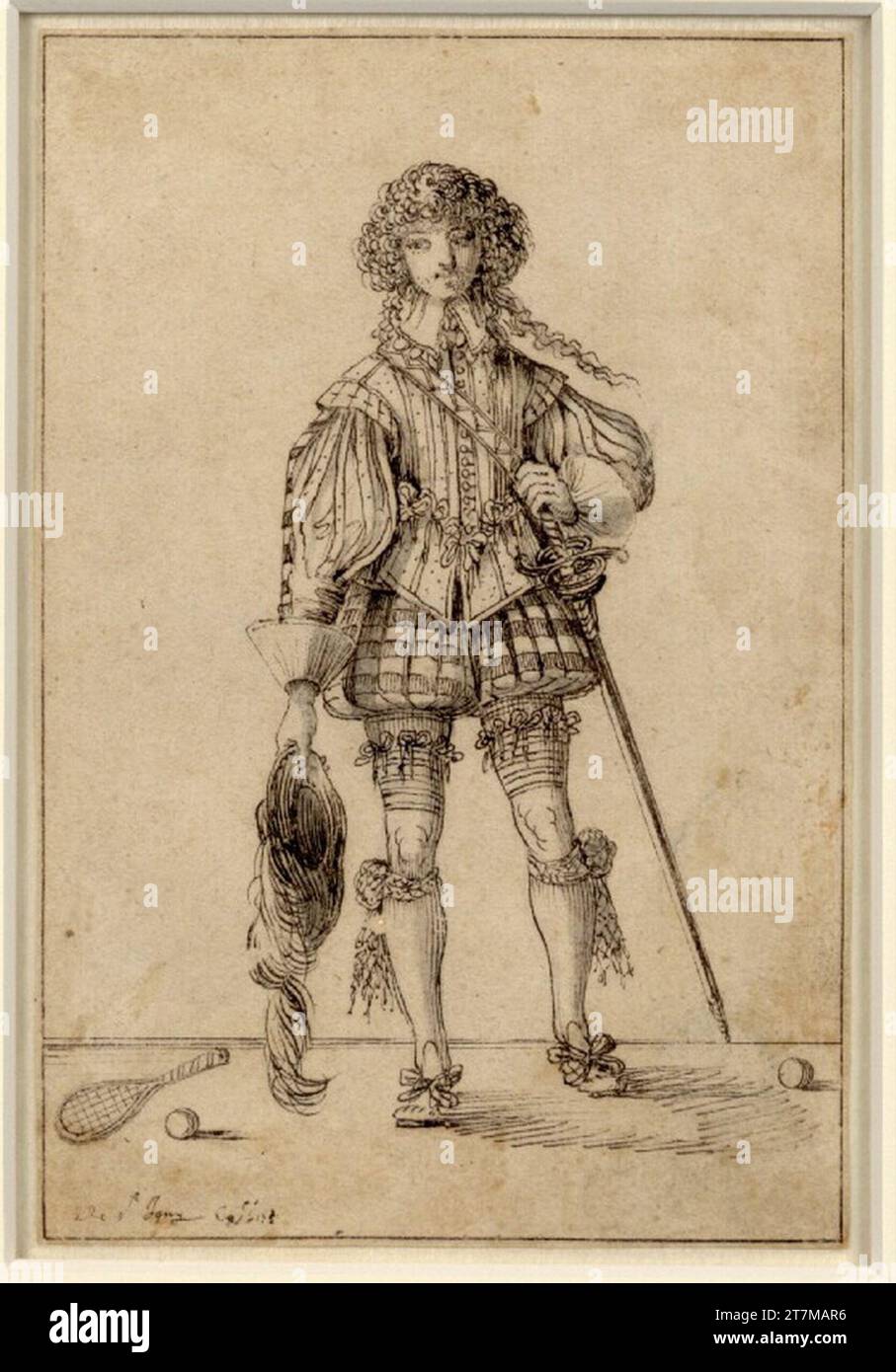 Jean de Saint-Igny Young cavalier with a feather hat and swords taken ...