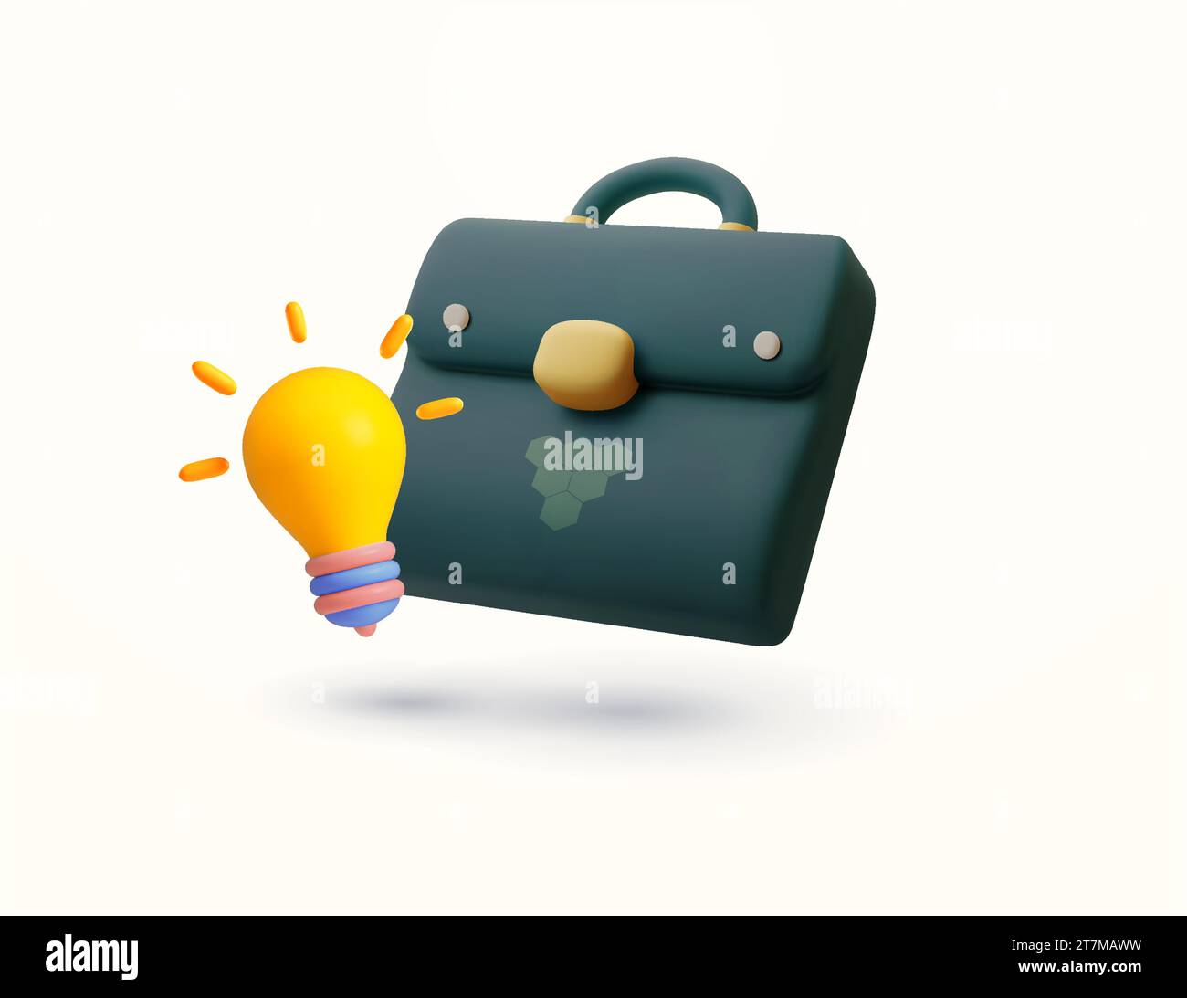 3d business startup idea concept, with formal briefcase, bright bulb ...