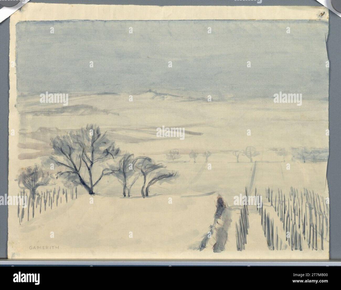 Walther Gamerith Winter landscape. Watercolor Stock Photo - Alamy