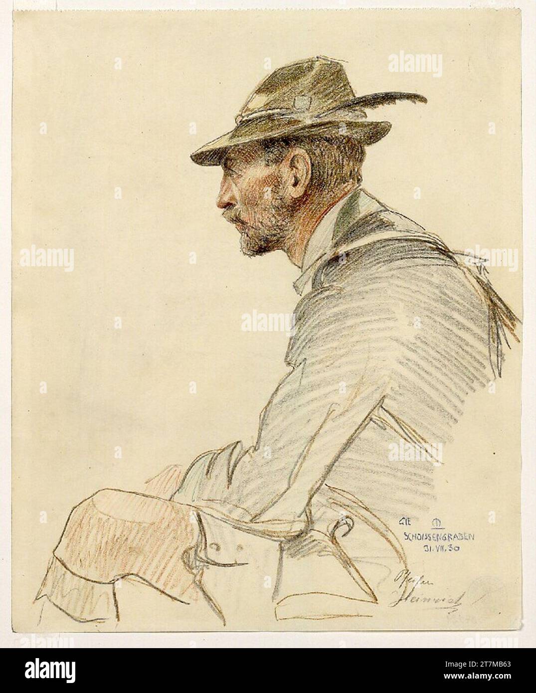 Stephan Mautner The hunter Pfeiffer. Colored pencil, pencil 31-7-1930 ...