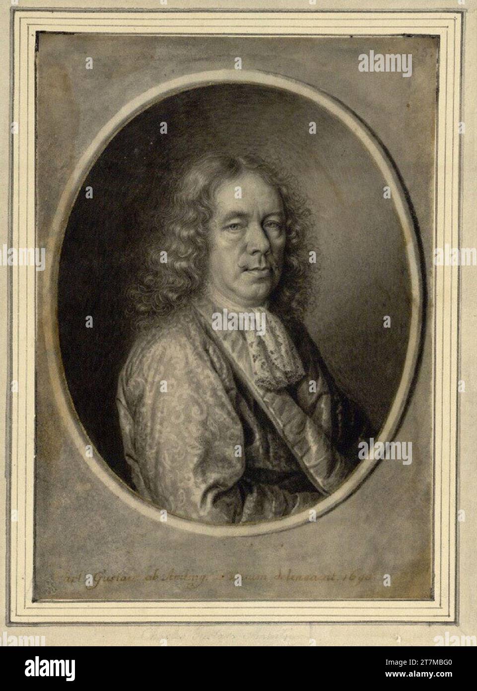 Carl Gustav Amling Oval half -length portrait of a cavalier. Brush in ...