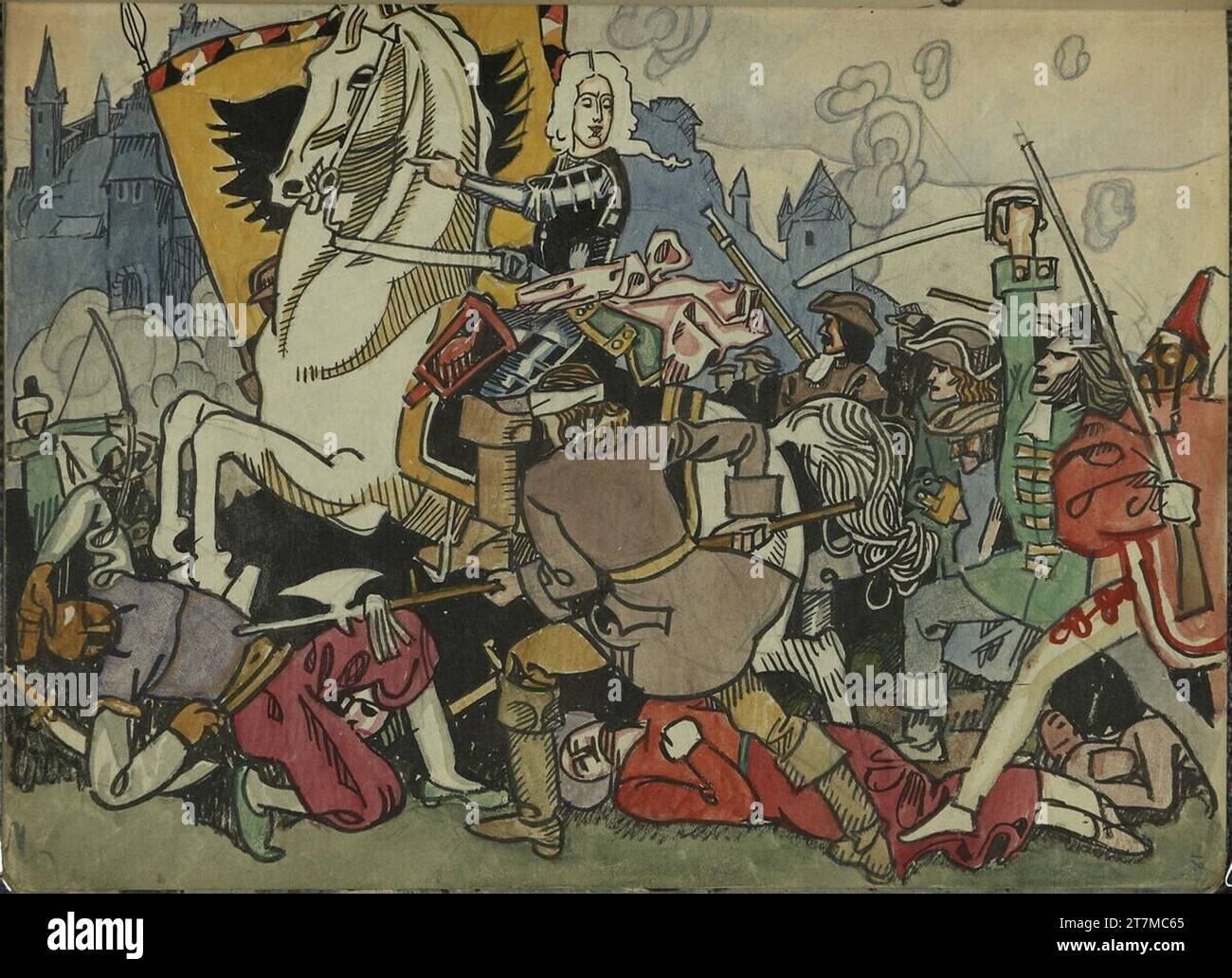 Franz Wacik Battle scene with Prince Eugen (Battle of Peterwardein ...