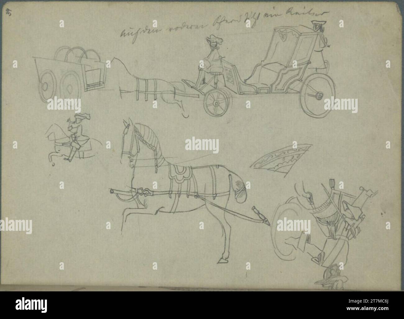Franz Wacik Various sketches and detailed sketches of a noble horse ...