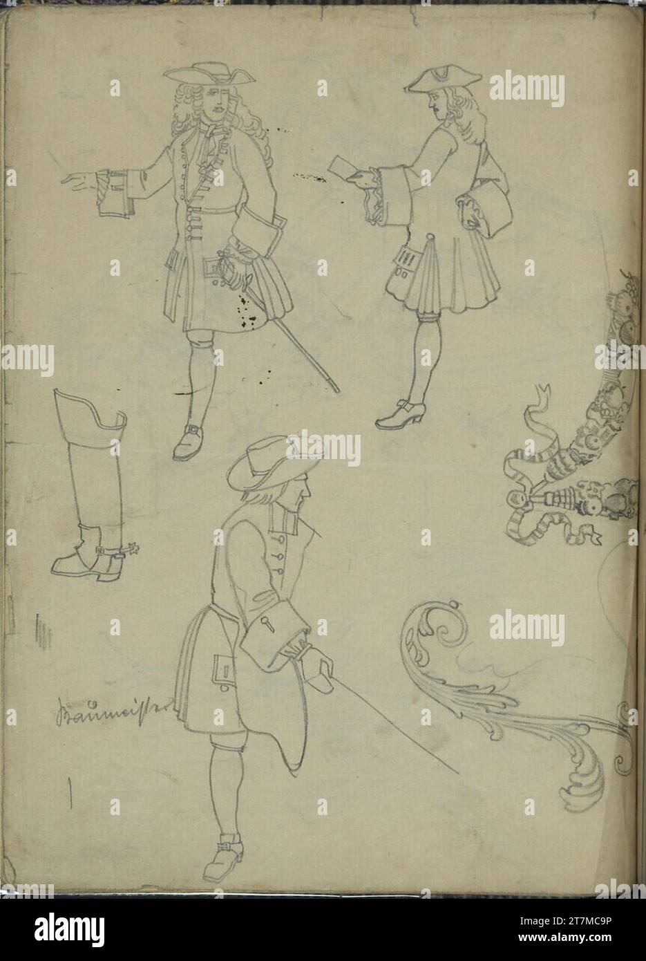 Franz Wacik Different figure sketches (noble man, master builder ...
