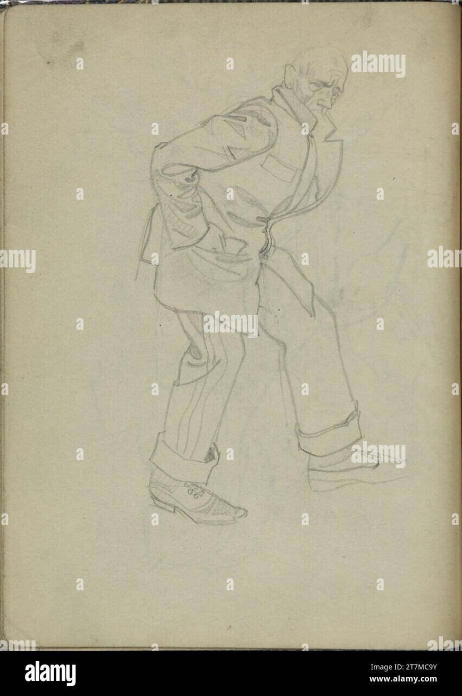Franz Wacik Caricatural sketch of an goy man. Pencil 1915 , 1915 Stock ...