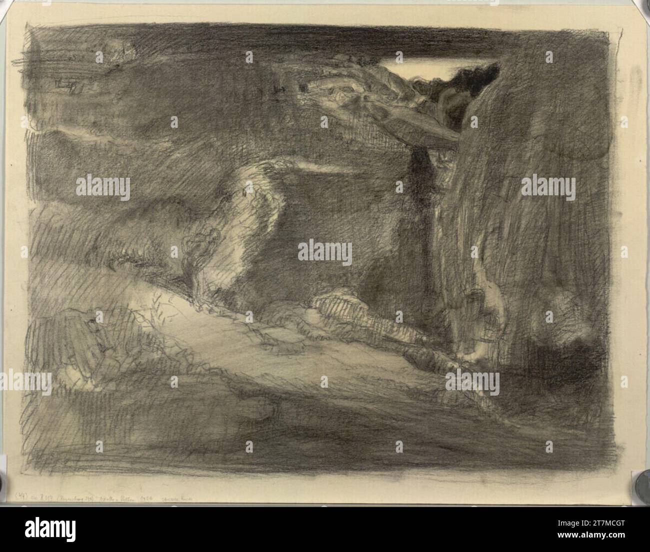 Rudolf Jettmar Apollo and Python. black chalk around 1936 Stock Photo ...