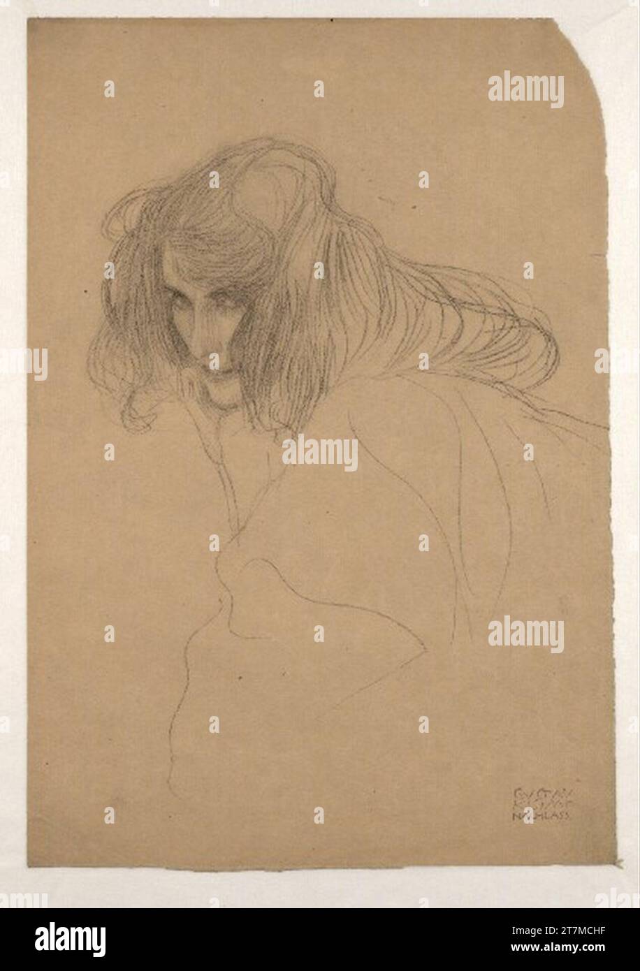 Gustav Klimt Study for "unchastity" in the Beethovenfries. Black chalk ...