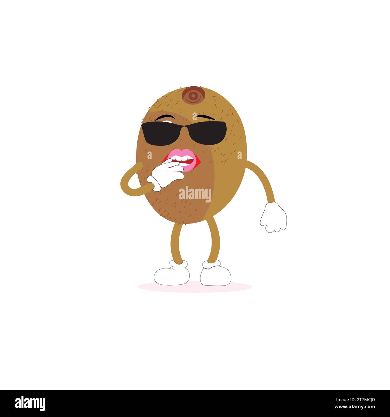 Kiwi fruit smiles. Cute cartoon emoticons. Emoji icons. Kiwi character ...