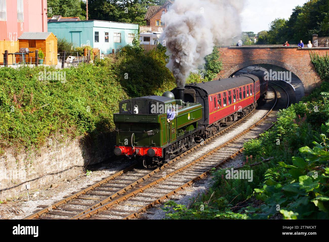 Pannier Tank Engine, 6430, of the Llangollen heritage railway steams ...