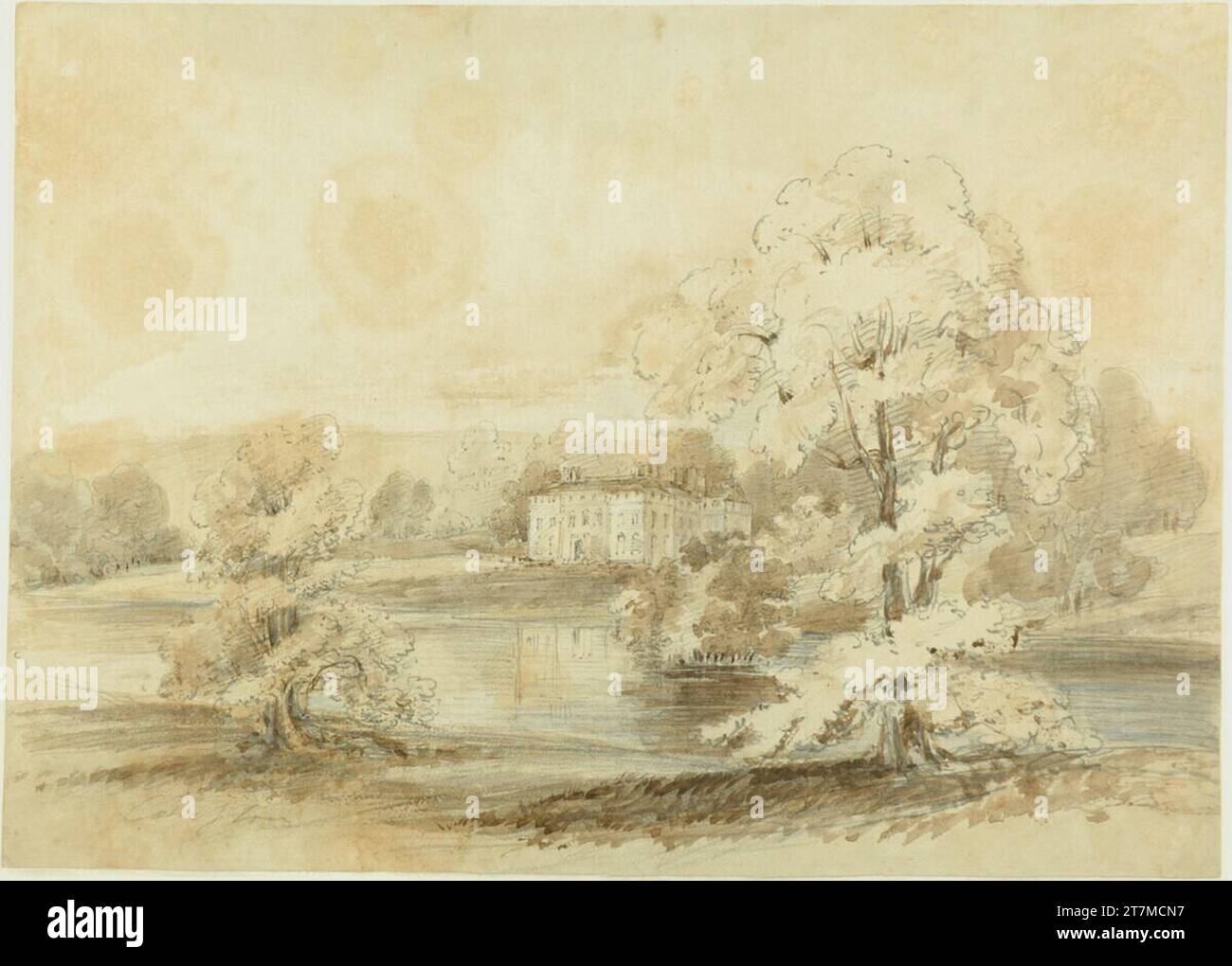 George Bryant Campion View of Compton Park. Pencil, brush, brown and ...