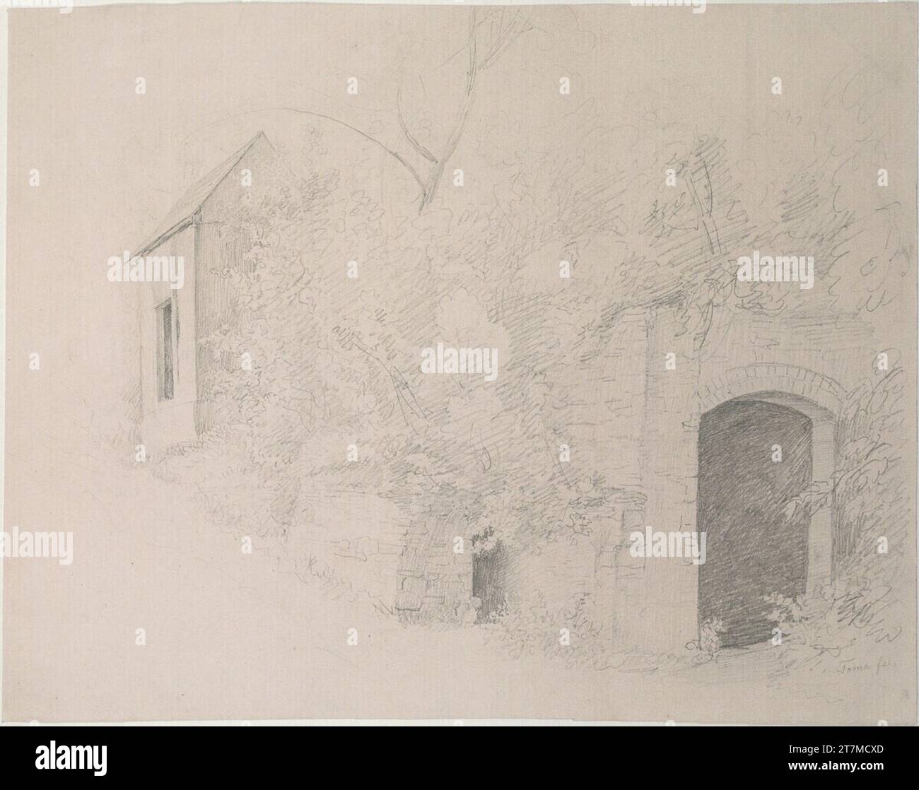 Matthias Rudolf Toma Gate and walls under trees. Pencil Stock Photo - Alamy