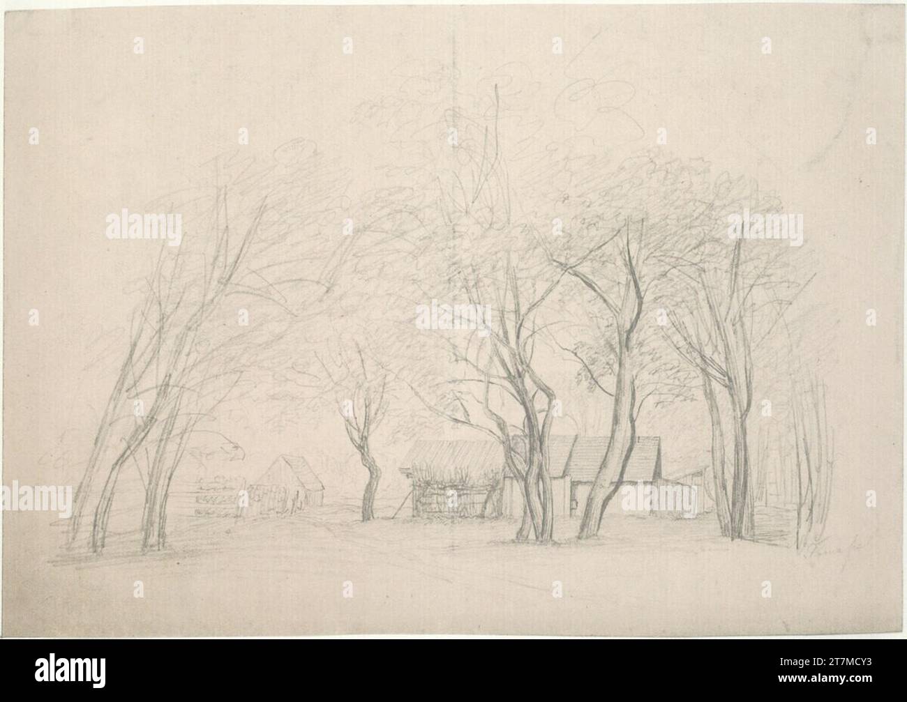 Matthias Rudolf Toma Trauma groups around wooden huts. Pencil Stock ...