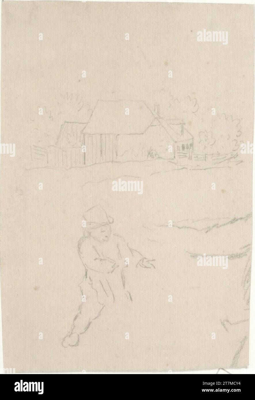 Matthias Rudolf Toma Landscape with a farm; The focus on sketchy figure ...