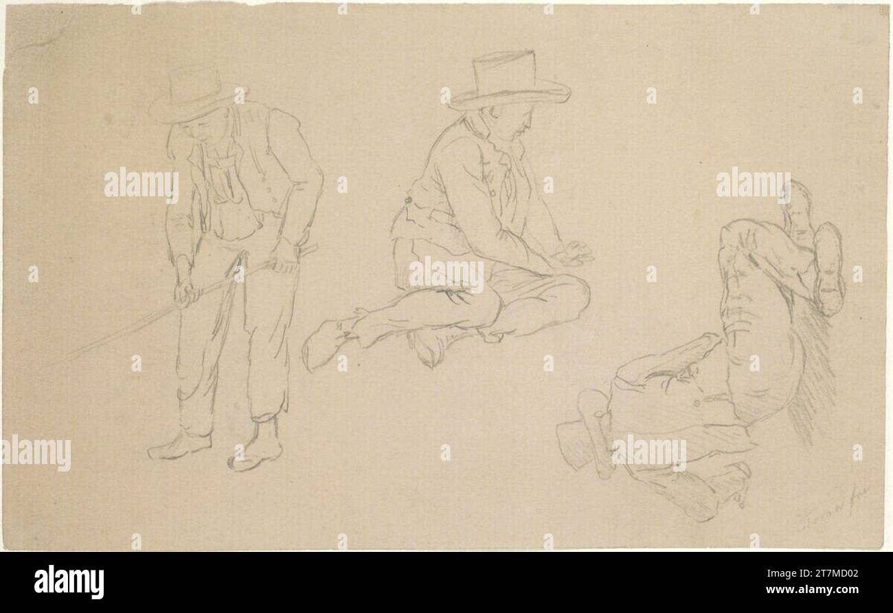 Matthias Rudolf Toma Three movement studies of a man with a hat. Pencil ...