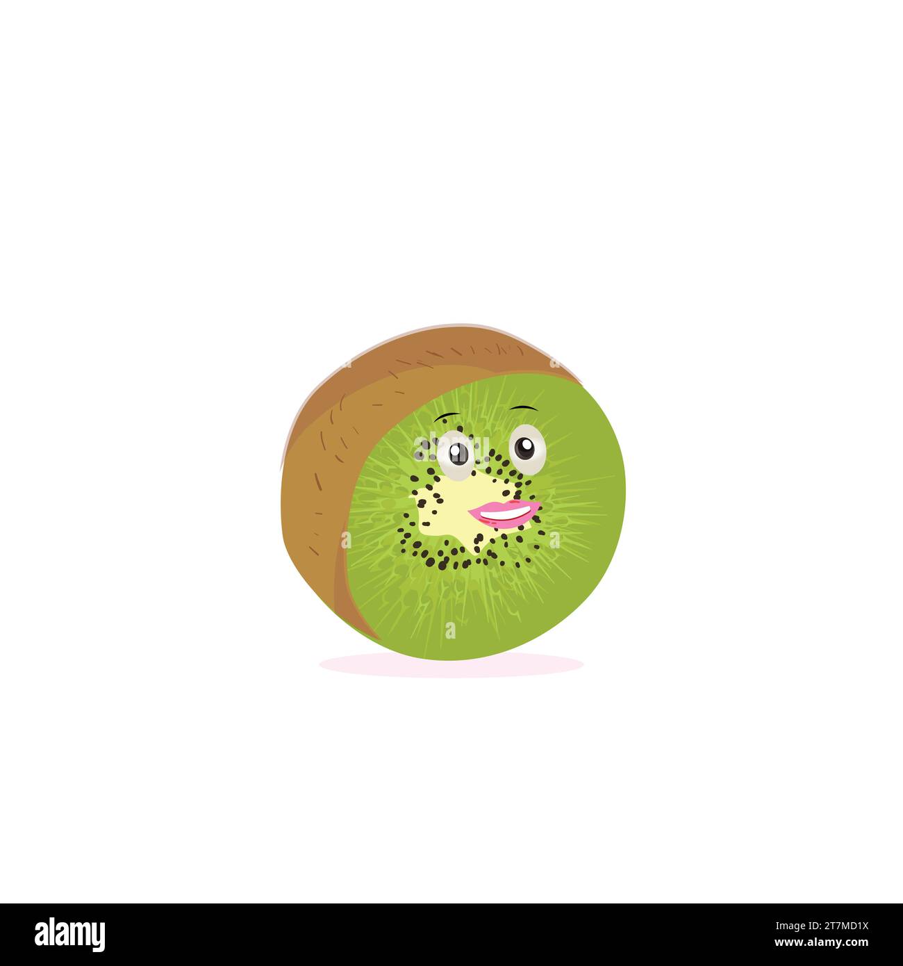 Kiwi fruit smiles. Cute cartoon emoticons. Emoji icons. Kiwi character ...