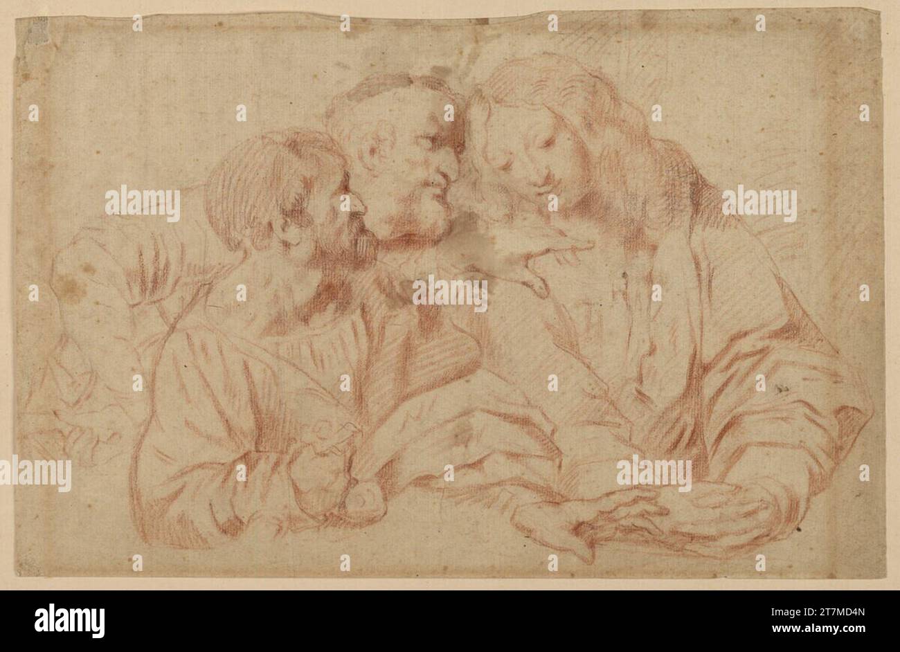 Anonym Three disciples of Christ. Red Chalk 18. Century , 18th century ...