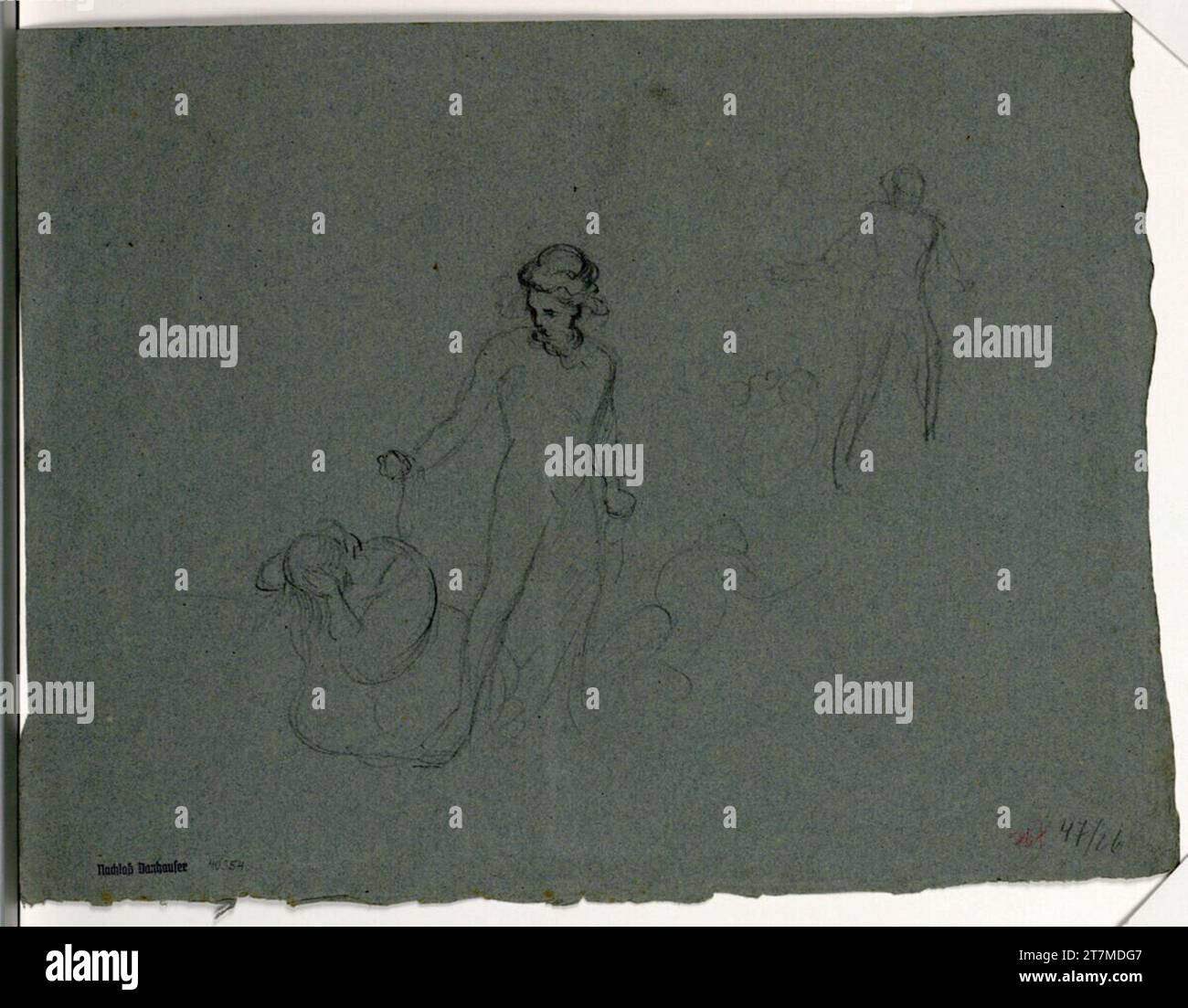 Josef Danhauser Samson and Delia . Pencil, gray -blue paper; Label ...