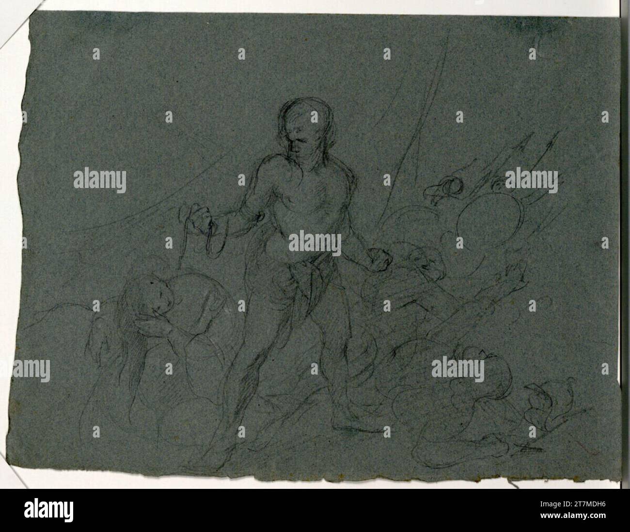Josef Danhauser Samson and Delia . Pencil, gray -blue paper Stock Photo ...
