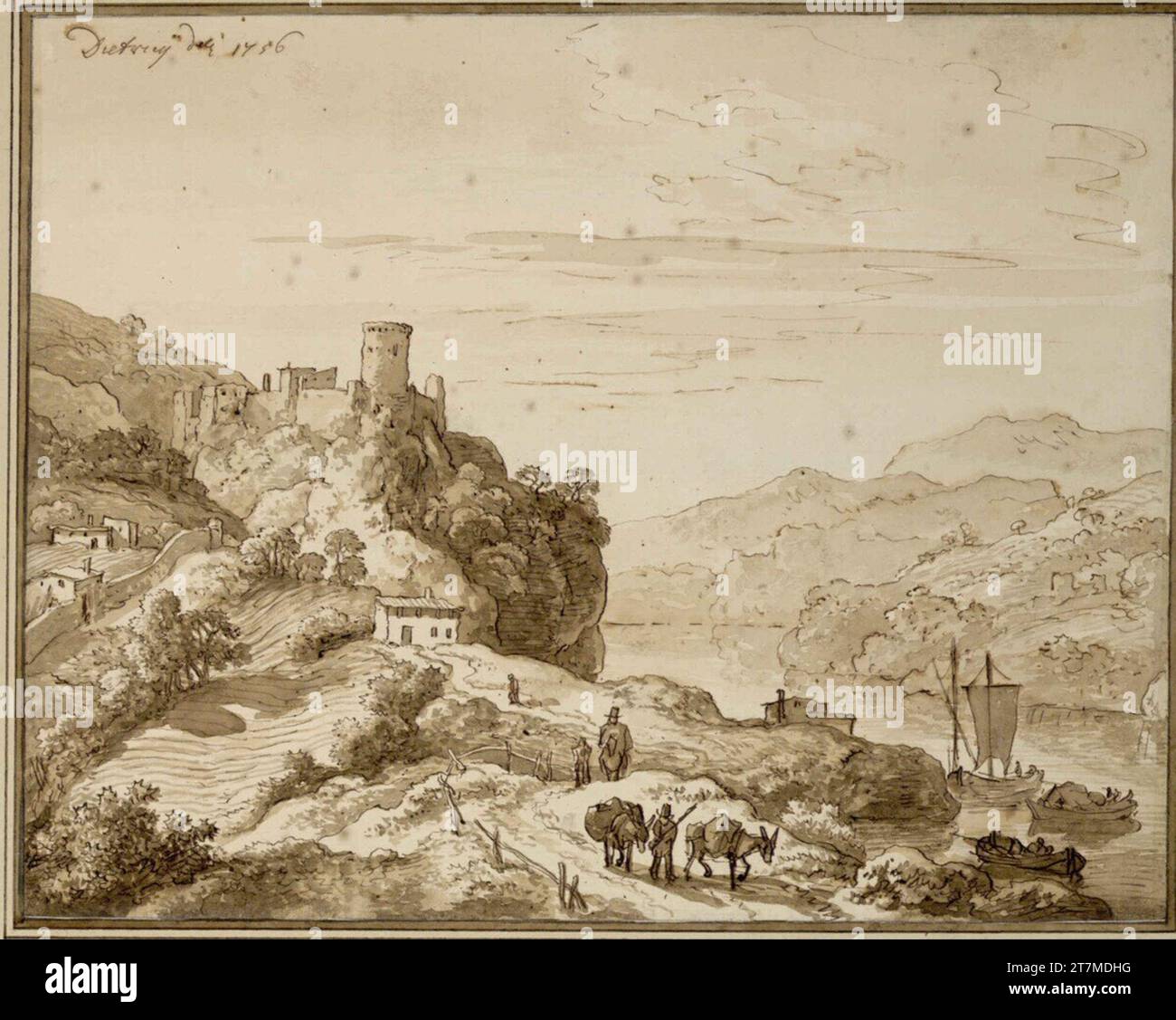 Christian Wilhelm Ernst Dietrich River landscape with castle ruins ...