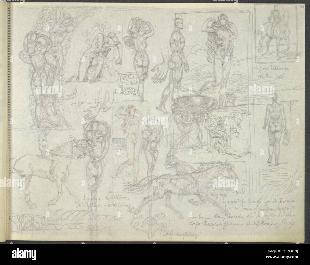 Alexander Rothaug Different sketches. Pencil around 1930 Stock Photo ...