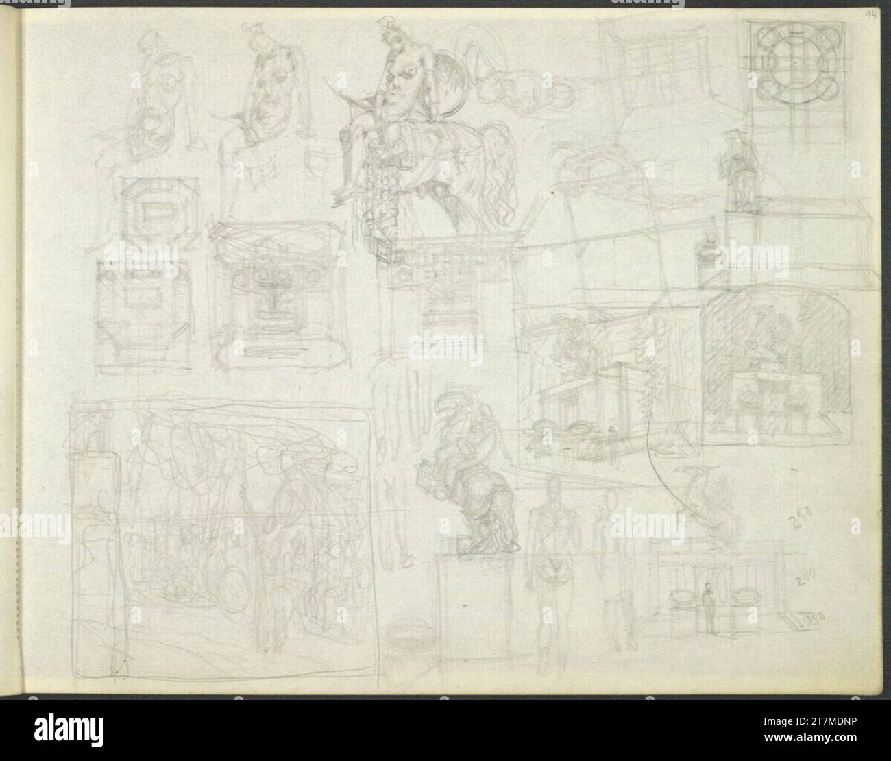 Alexander Rothaug Different sketches. Pencil around 1930 Stock Photo ...