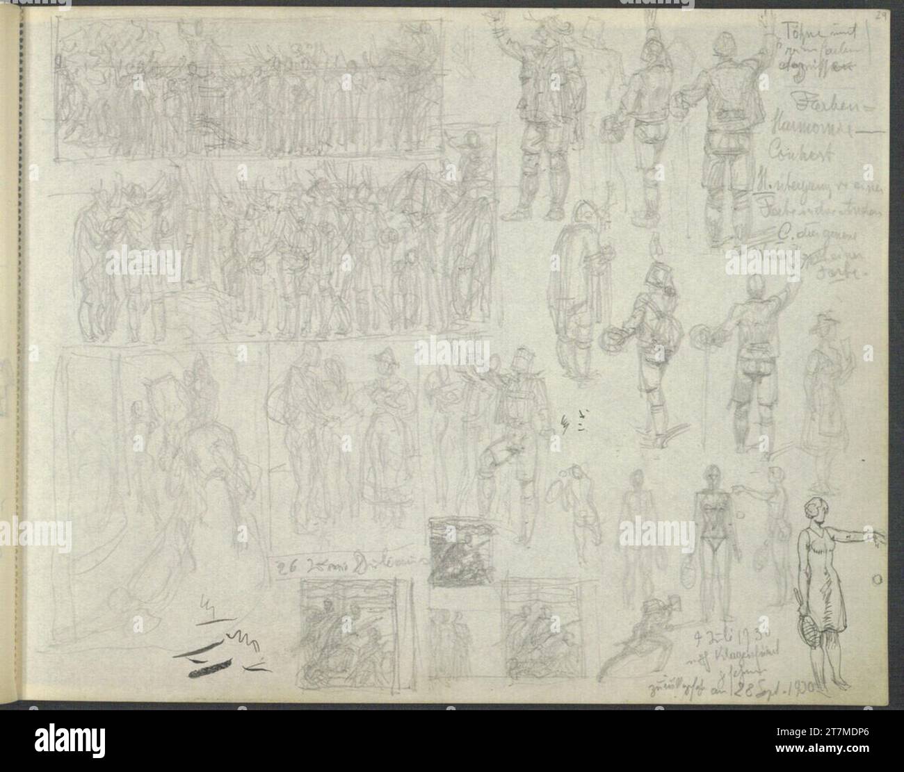 Alexander Rothaug Different sketches. Pencil; Ink spring around 1930 ...