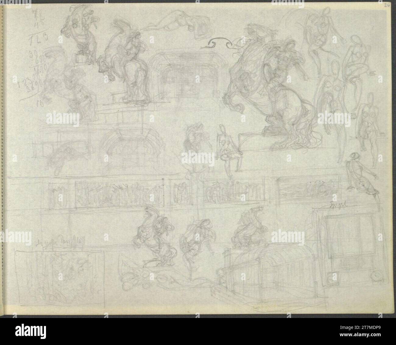 Alexander Rothaug Different sketches. Pencil around 1930 Stock Photo ...