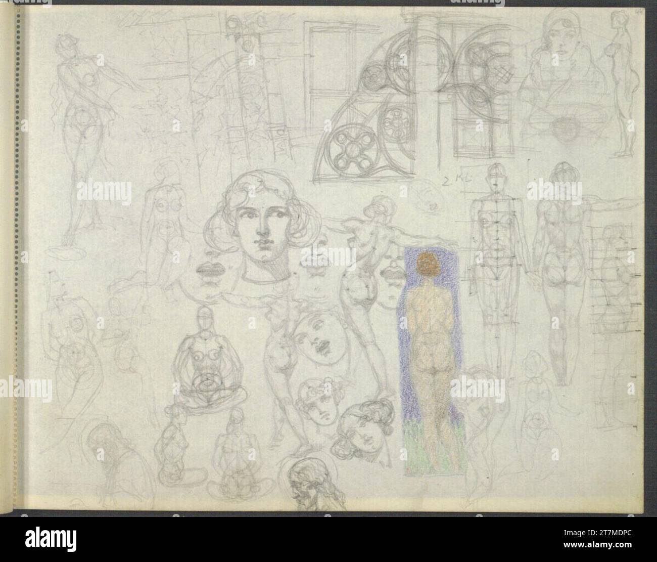 Alexander Rothaug Different sketches. Pencil; color pencil around 1930 ...