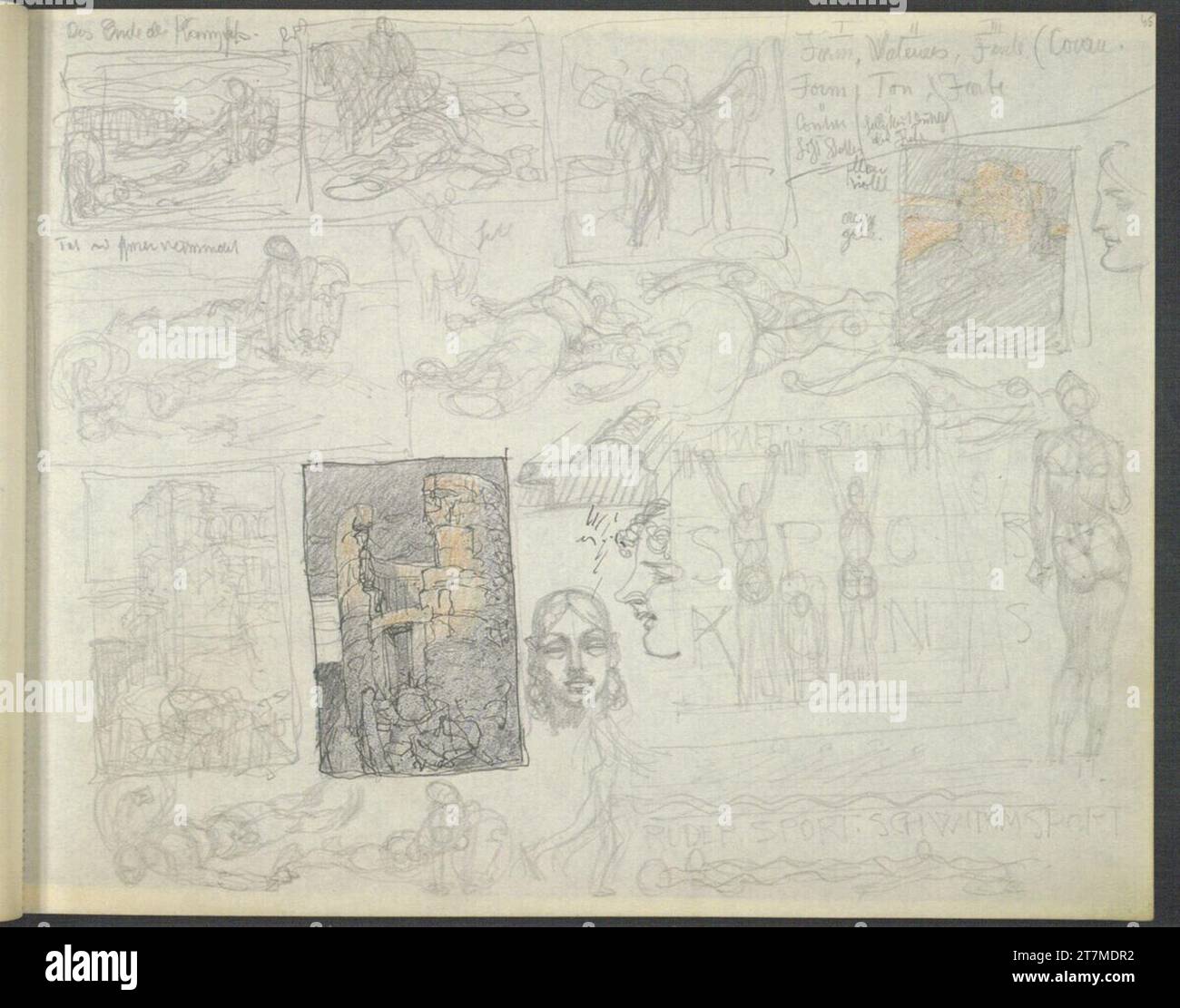 Alexander Rothaug Different sketches. Pencil; Ink feather; color pencil ...