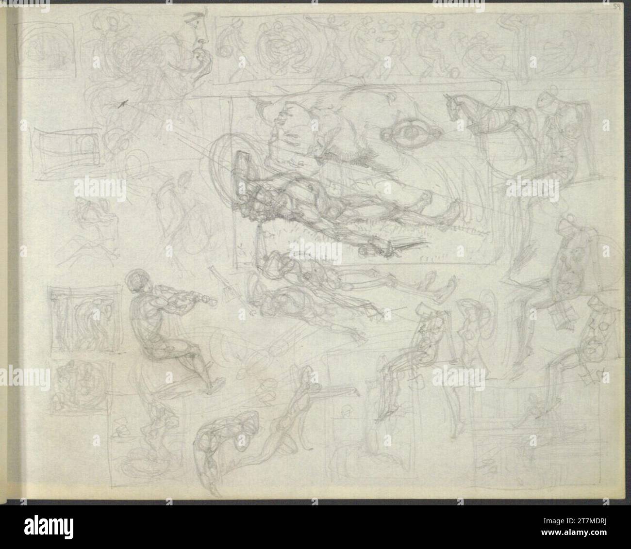 Alexander Rothaug Different sketches. Pencil around 1930 Stock Photo ...